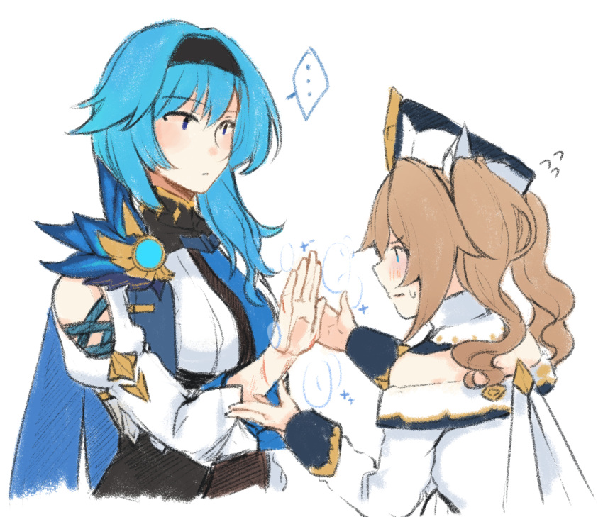 Safebooru - ... 2girls barbara (genshin impact) blonde hair blue eyes blue hair blush cape ...