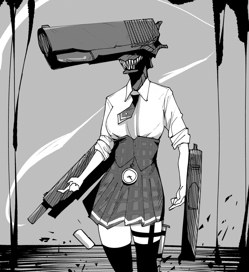 Safebooru - 1girl absurdres arm cannon black legwear breasts bullet ...