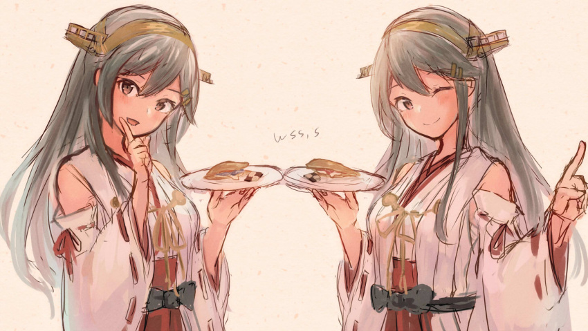 Safebooru - 2girls artist name beige background black hair commentary ...