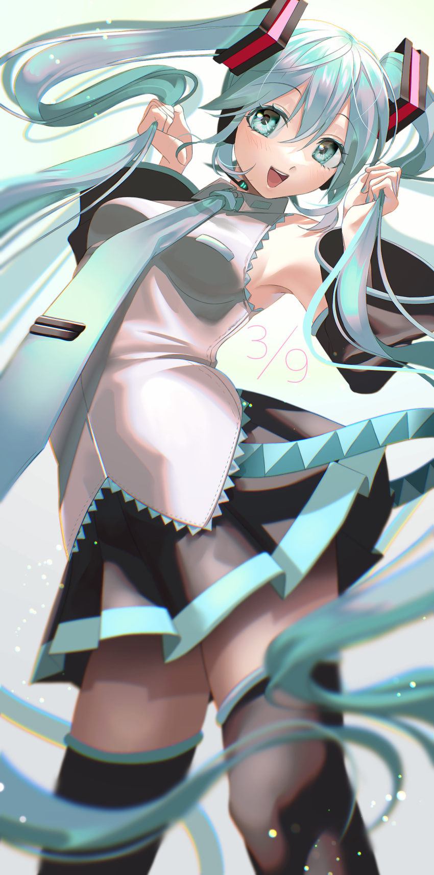 Safebooru - 1girl 39 absurdly long hair absurdres aqua belt aqua eyes aqua hair aqua nails aqua ...