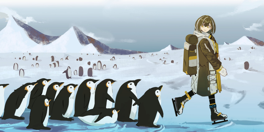 Safebooru - 1girl 6+others absurdres animal arknights backpack bag bangs beak mask bird black ...