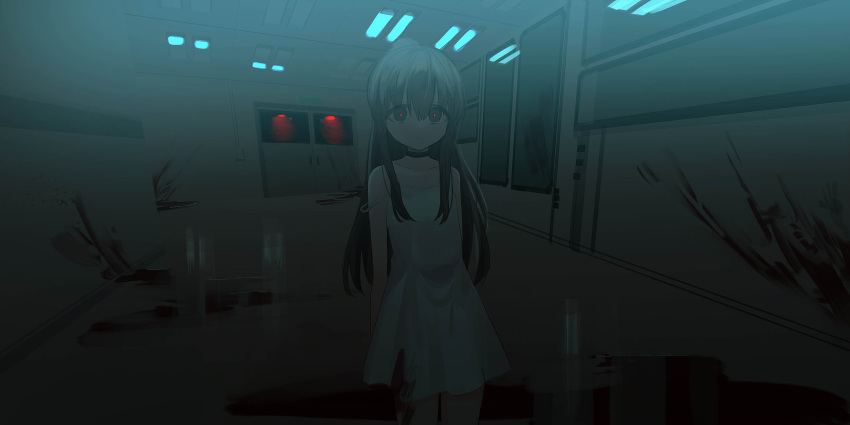 Safebooru - 1girl bangs bare arms bare shoulders black choker black eyes blood bloody clothes ...