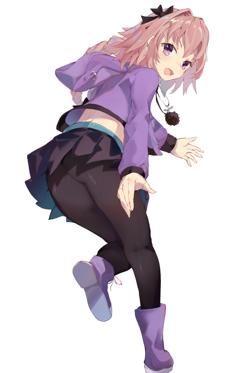 Safebooru - 1boy absurdres ass astolfo (fate) bangs black bow black legwear black skirt blush ...