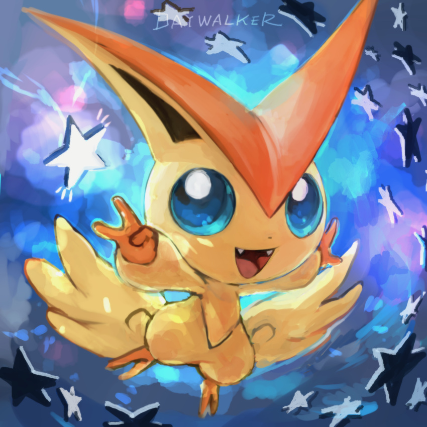 Safebooru - animal focus arms up artist name blank eyes blue background ...