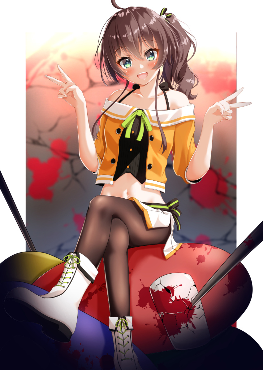 Safebooru - 1girl :d ahoge among us bangs bare shoulders black bow ...