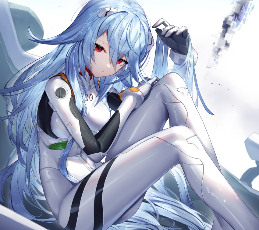 Safebooru - 1girl absurdres alternate hair length alternate hairstyle arm up ayanami rei bangs ...