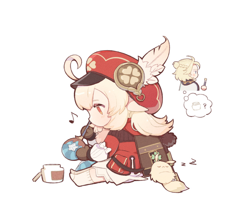 Safebooru - 1boy 1girl ahoge albedo (genshin impact) backpack bag bangs blue eyes blush braid ...