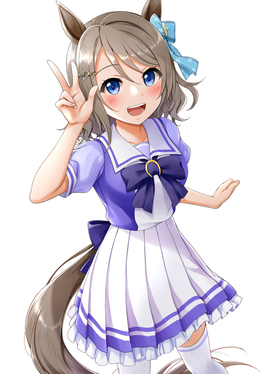 Safebooru - 1girl :d animal ears bangs blue eyes blue ribbon blush ...