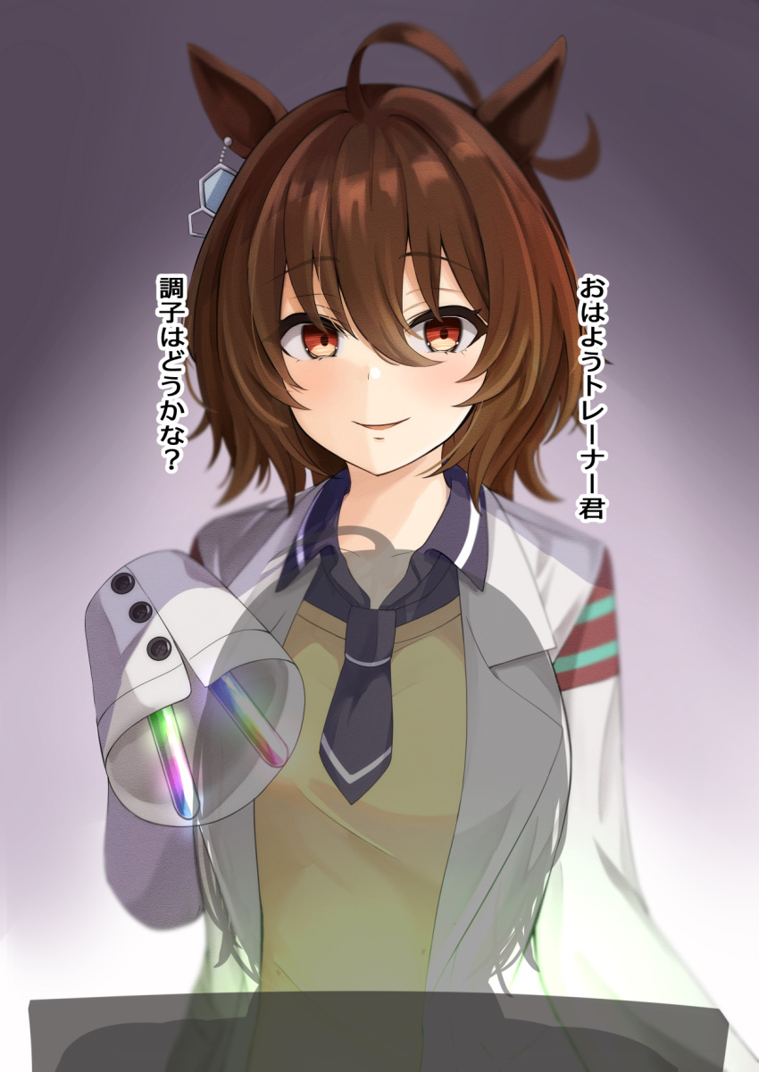 Safebooru - 1girl agnes tachyon (umamusume) ahoge animal ears bangs black neckwear black shirt ...