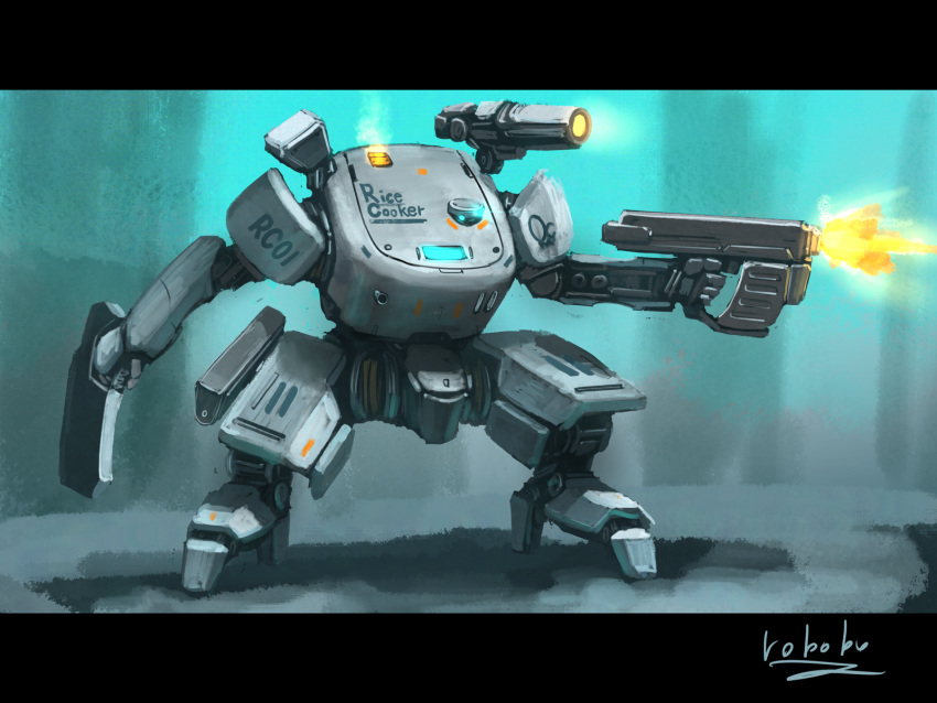 Safebooru - bottoms1237 firing gun handgun highres holding holding gun ...