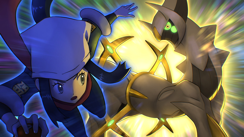 Safebooru - 1girl absurdres arceus black hair commentary eyelashes ...