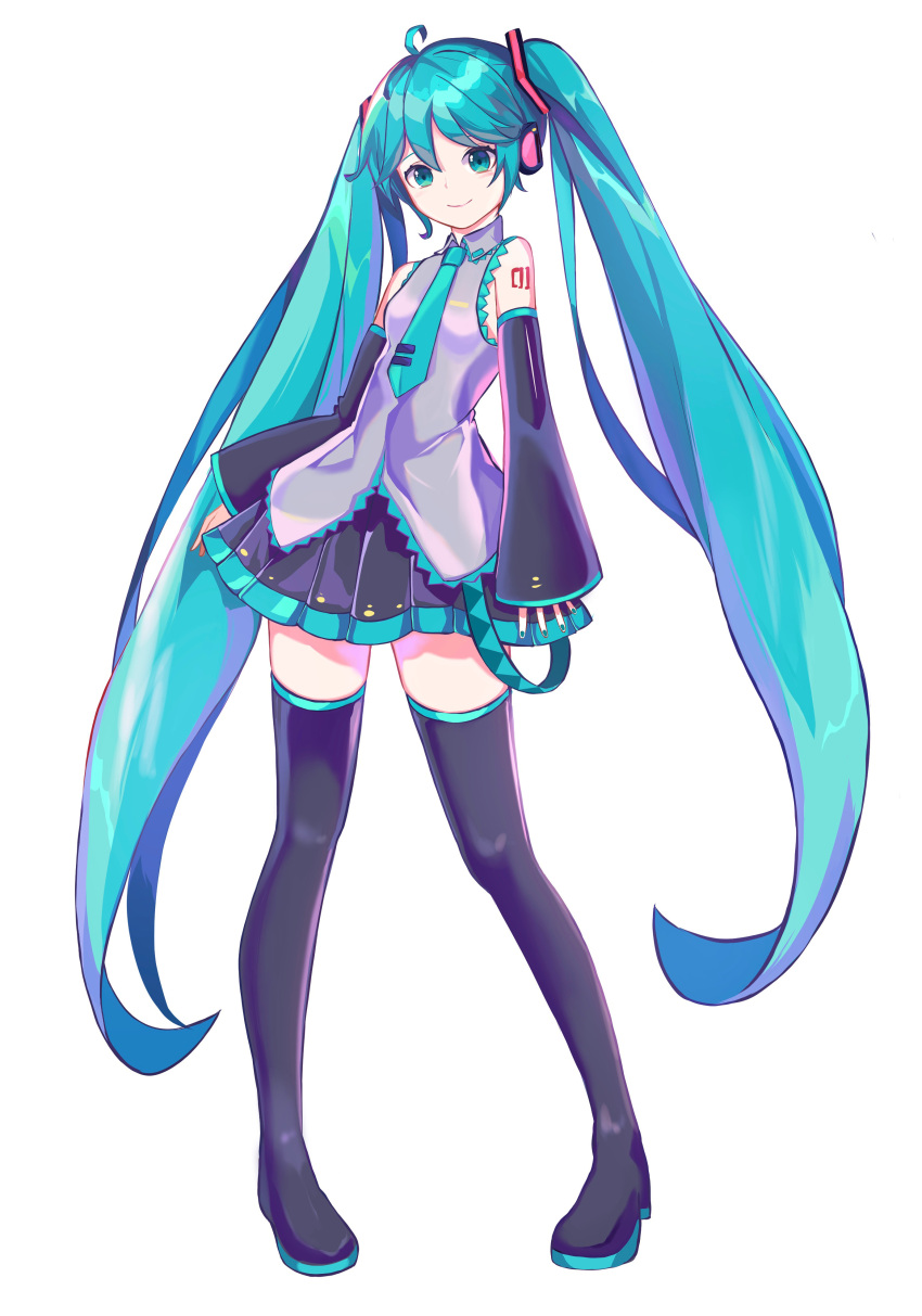 Safebooru - 1girl absurdres ahoge aqua eyes aqua hair aqua nails aqua neckwear bare shoulders ...