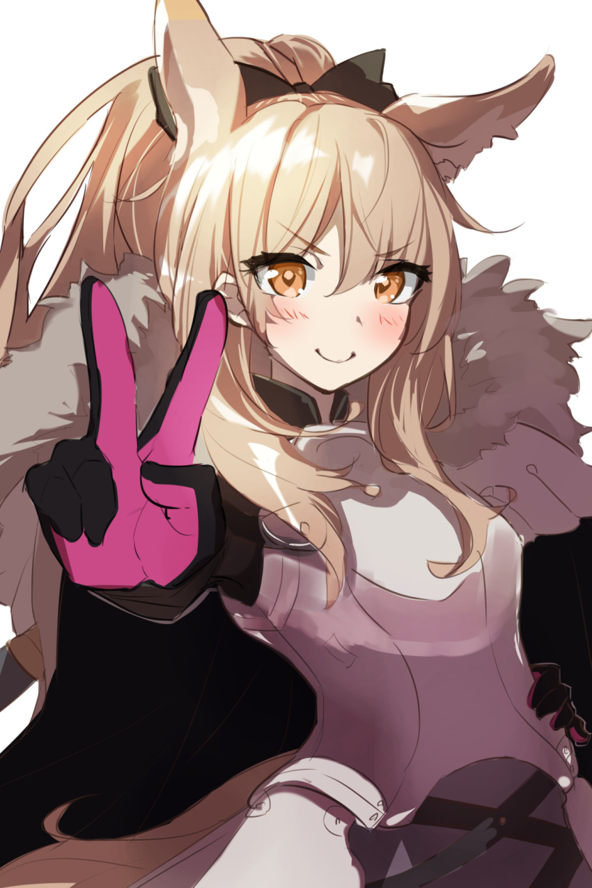 Safebooru - 1girl animal ear fluff animal ears arknights armor bangs black bow black gloves ...