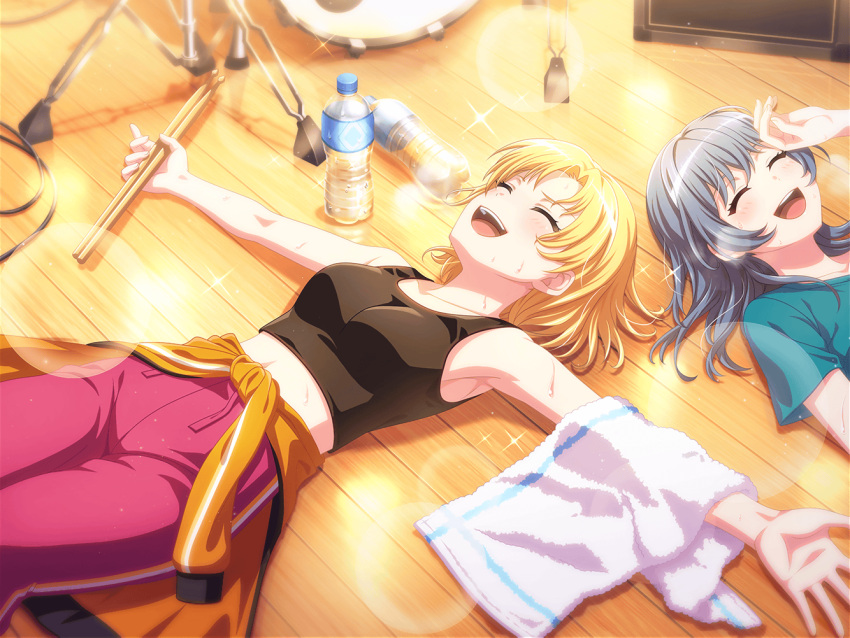 Safebooru - 2girls asahi rokka bang dream! blonde hair blush masking (bang dream!) official art ...