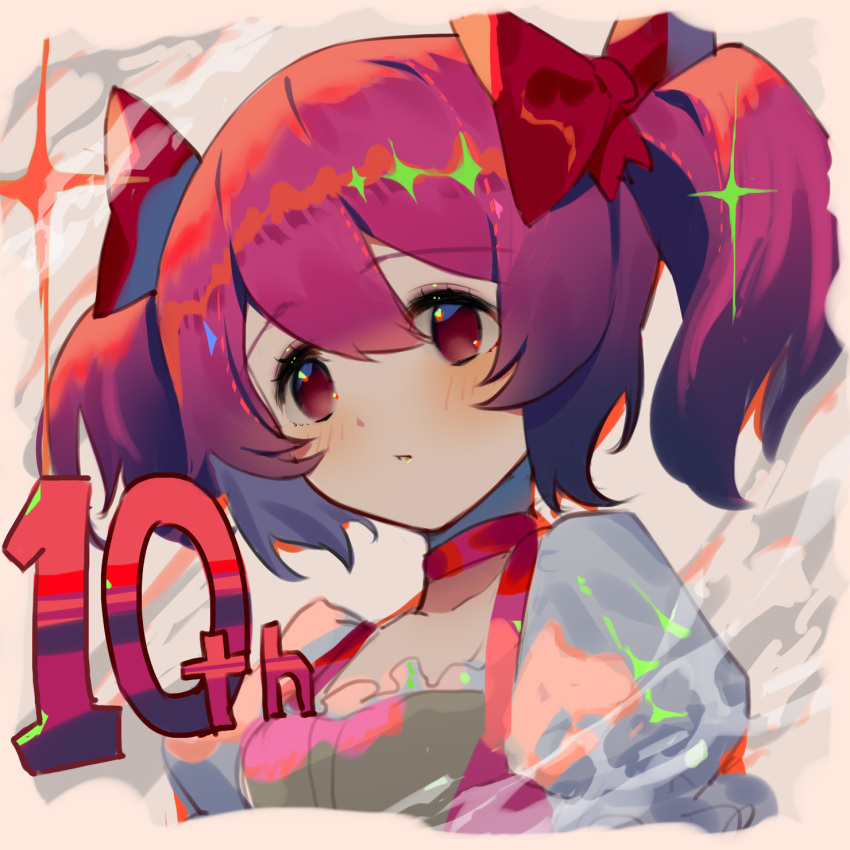 Safebooru - 1girl bangs blush bow breasts brown background choker ...