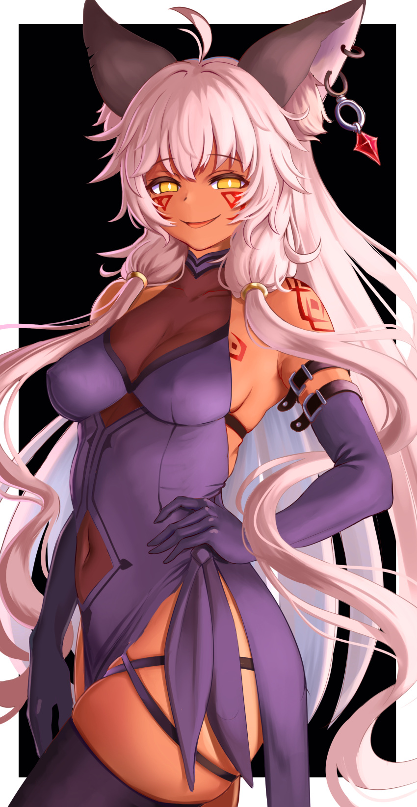 Safebooru - 1girl absurdres ahoge alternate costume animal ears b-pang bangs crossed bangs dark ...