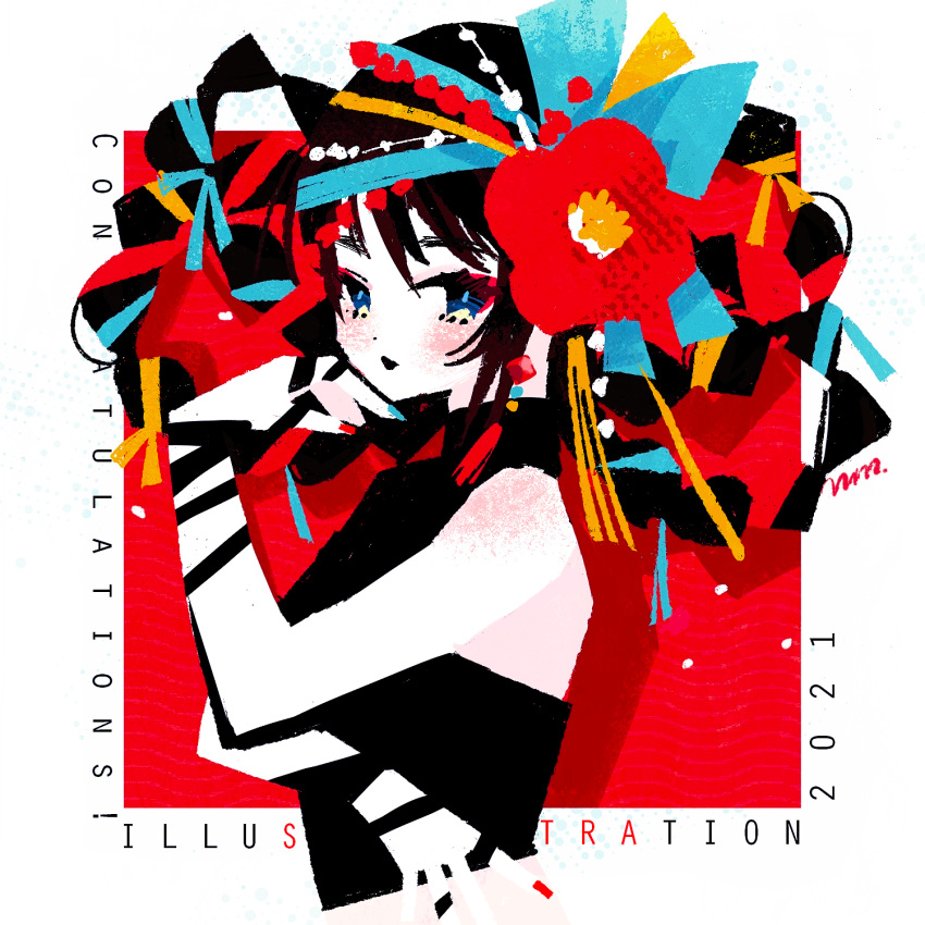 Safebooru - 1girl abstract blue eyes blue nails closed mouth colorful ...