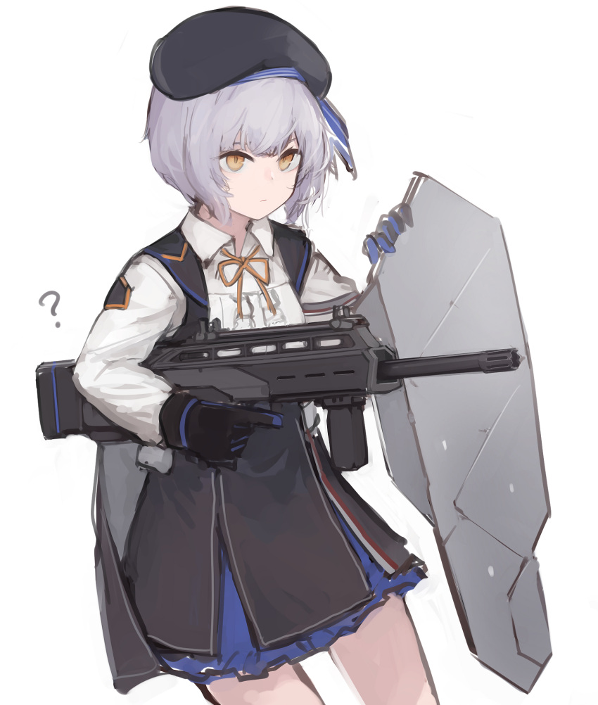 Safebooru - 1girl ? beret frilled shirt frills girls frontline gun hat ...
