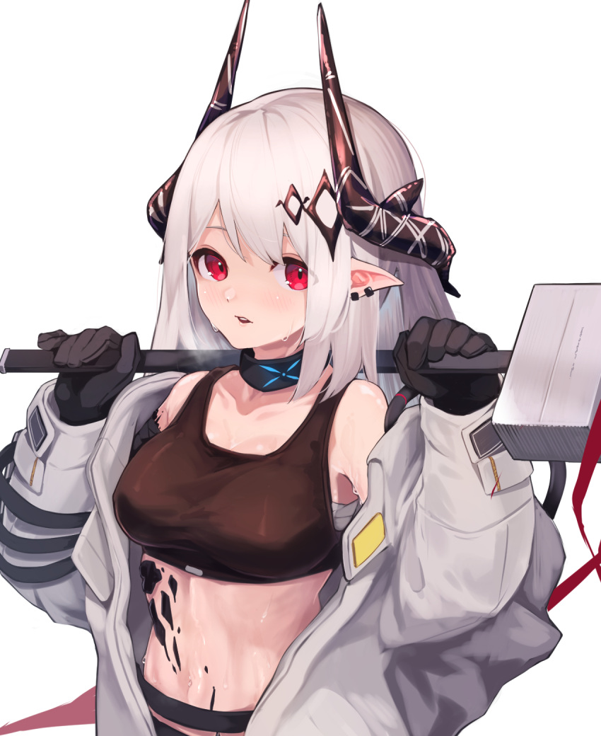 Safebooru - 1girl arknights bangs bare shoulders black choker black gloves blush choker ...