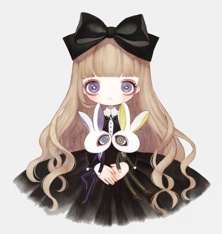 Safebooru - 1girl animal ears bangs black bow black dress blunt bangs blush bow bright pupils ...