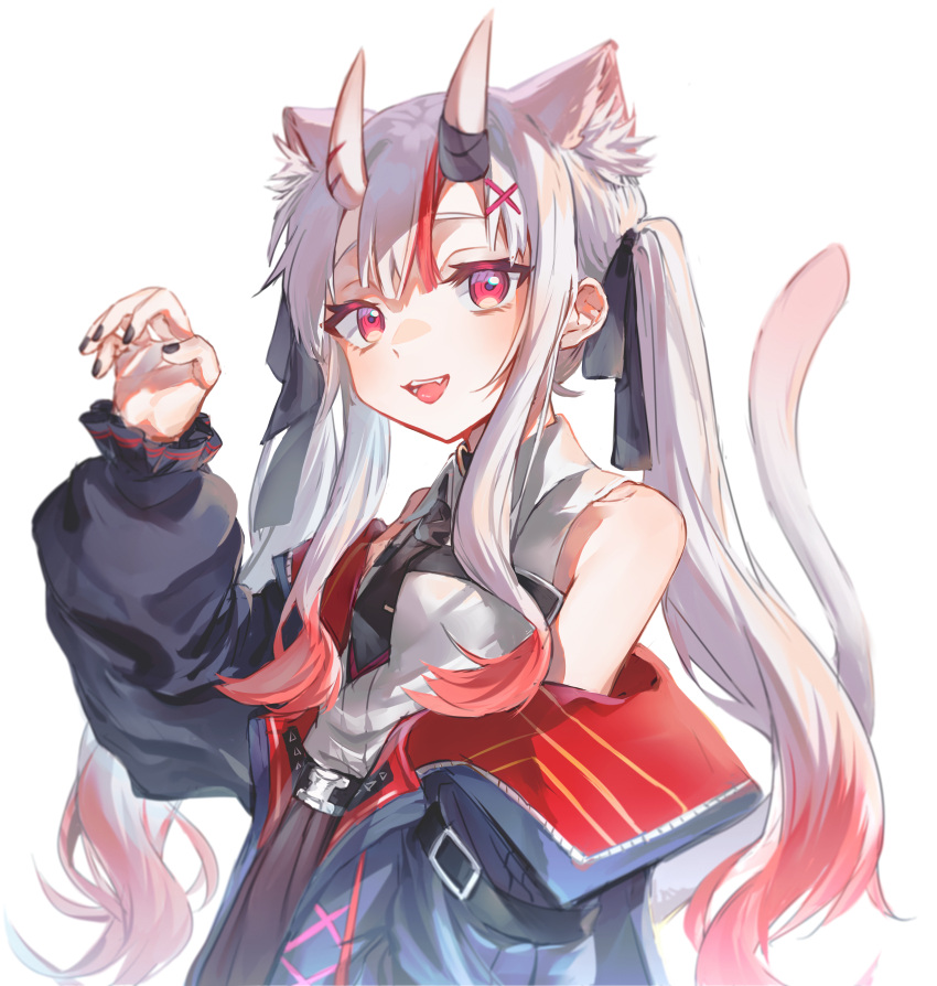 Safebooru - 1girl :d absurdres animal ears bangs bare shoulders black bow black jacket black ...