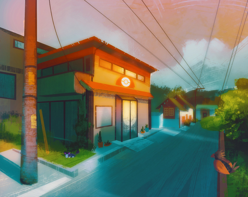 Safebooru - building bush cloud cloudy sky commentary english ...