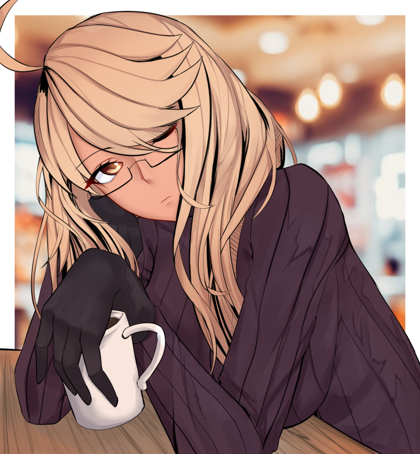 Safebooru - 1girl alma armas blonde hair coffee dark skin dark-skinned ...