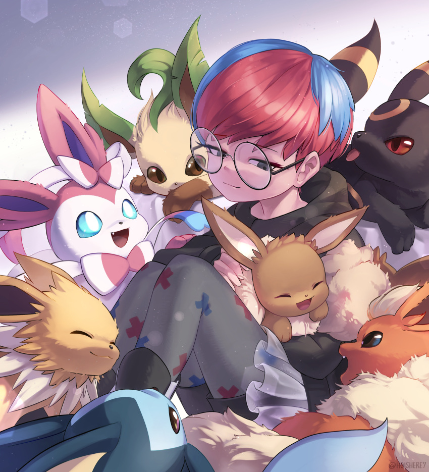 Safebooru - 1girl absurdres blue hair boots closed mouth commentary request eevee flareon ...