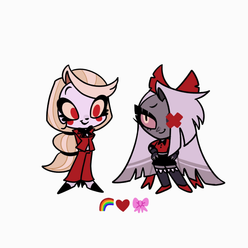Safebooru - 2girls blonde hair charlie morningstar chibi colored skin ...