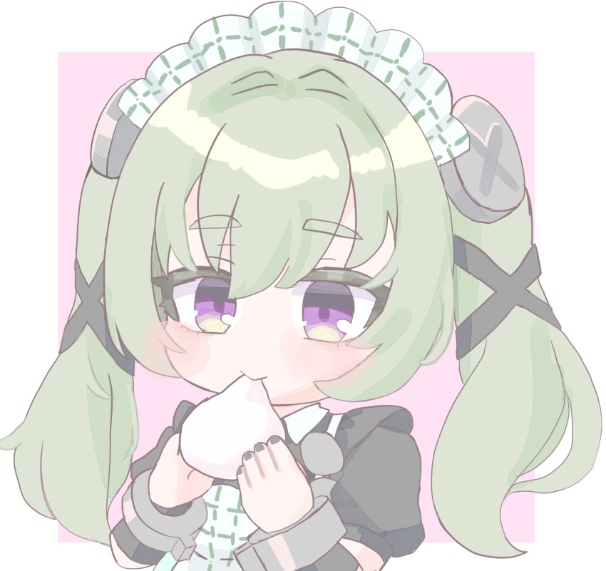 Safebooru - 1girl apron black dress black nails blush stickers ...
