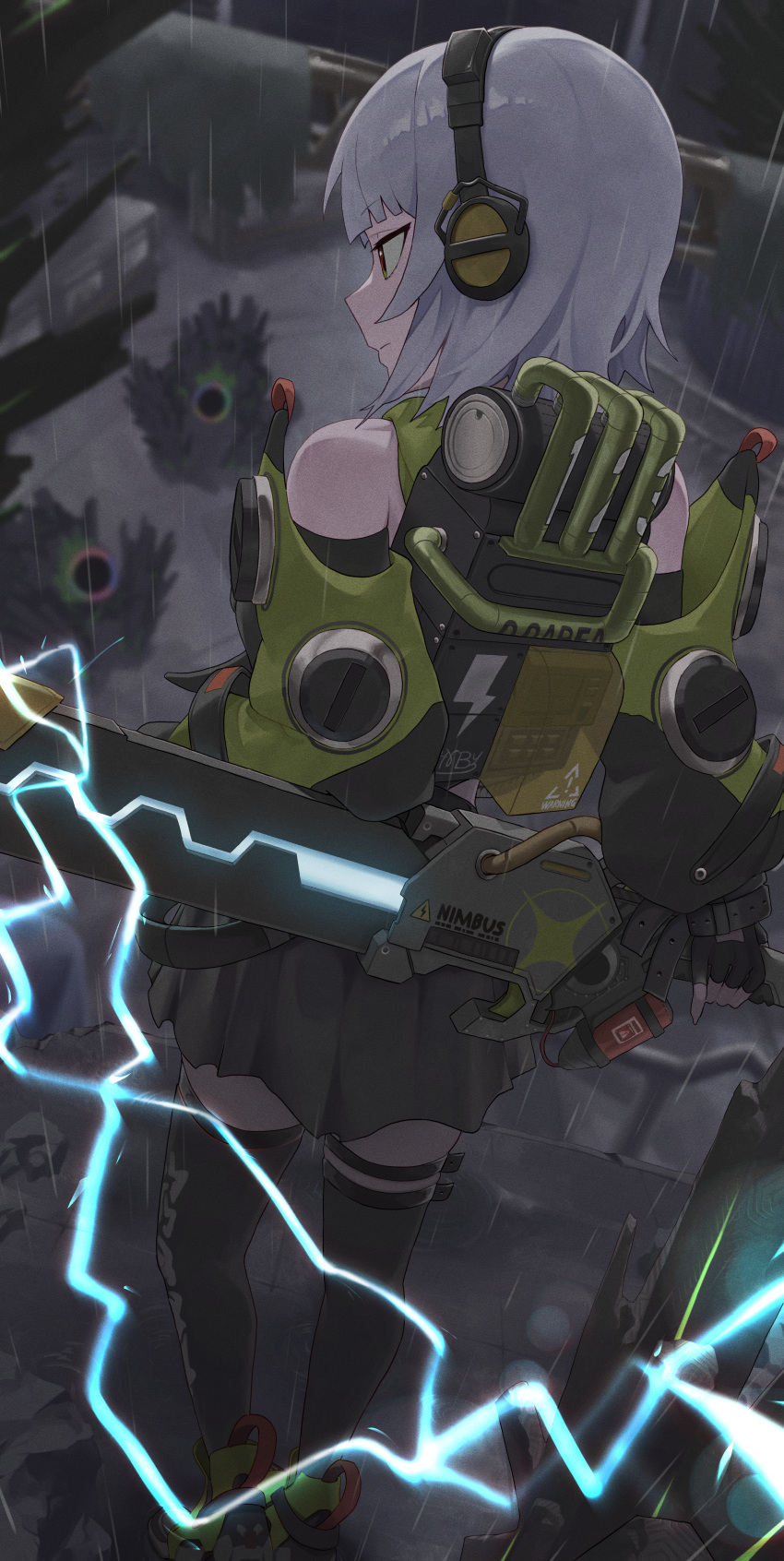 Safebooru - 1girl absurdres anby demara black gloves black skirt black thighhighs breasts ...