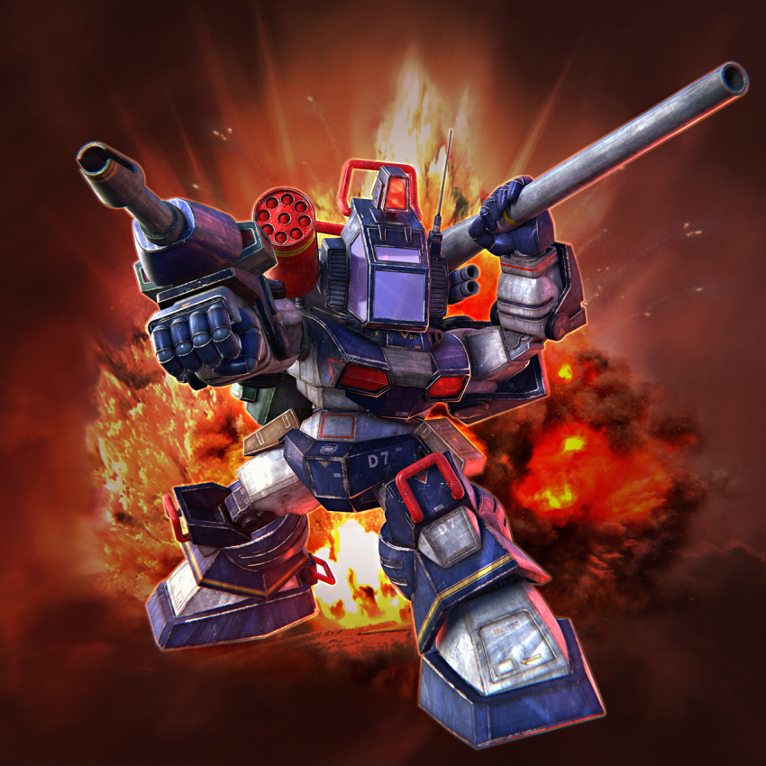 Safebooru - 3d canopy chibi clenched hand dougram explosion highres ...