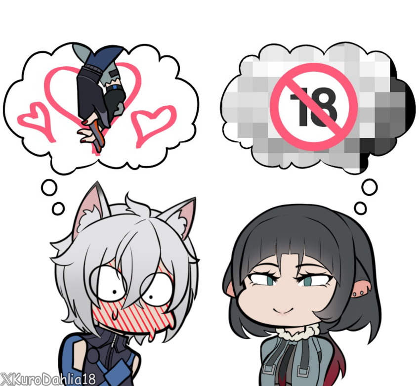 Safebooru - chibi couple jane doe (zenless zone zero) kurodahlia18 seth lowell | 5216131