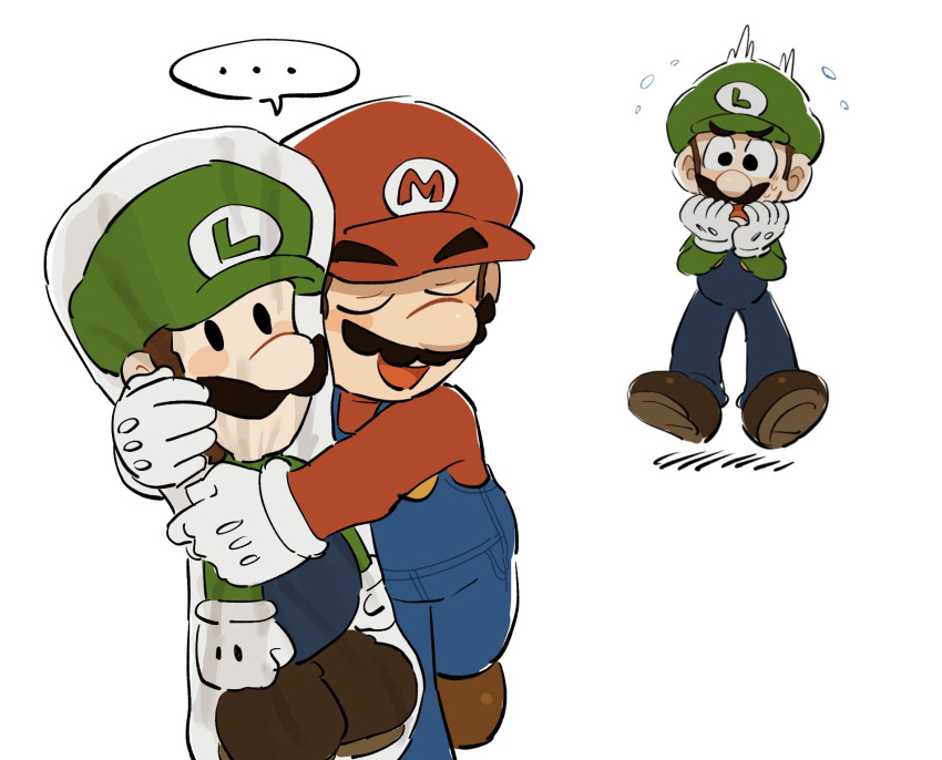 Safebooru - 2boys blue eyes blue overalls brown hair dakimakura (object ...