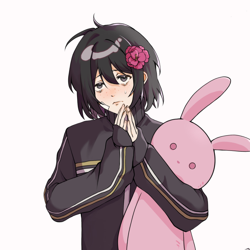 Safebooru - 1boy bandage on cheek black eyes black hair black jacket chinese commentary closed ...