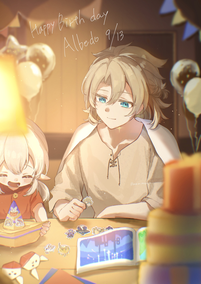 Safebooru - 1boy 1girl :d ^ ^ absurdres aether (genshin impact) albedo ...