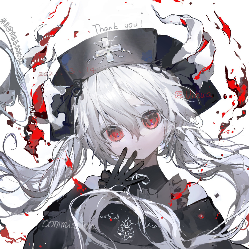 Safebooru - 1girl black gloves black hair black shirt chinese commentary closed mouth commentary ...