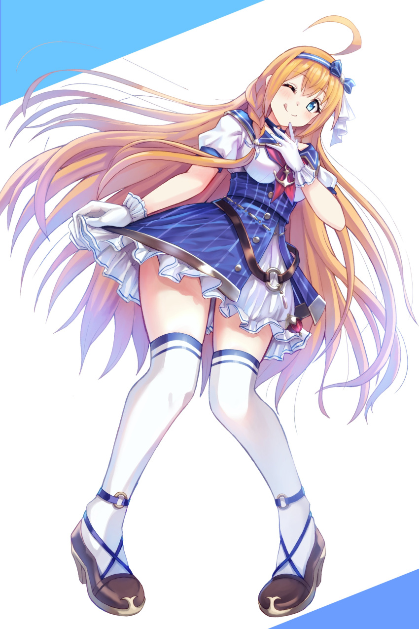 Safebooru - 1girl :p absurdres ahoge anchor symbol blue hairband blue overskirt bow hairband ...