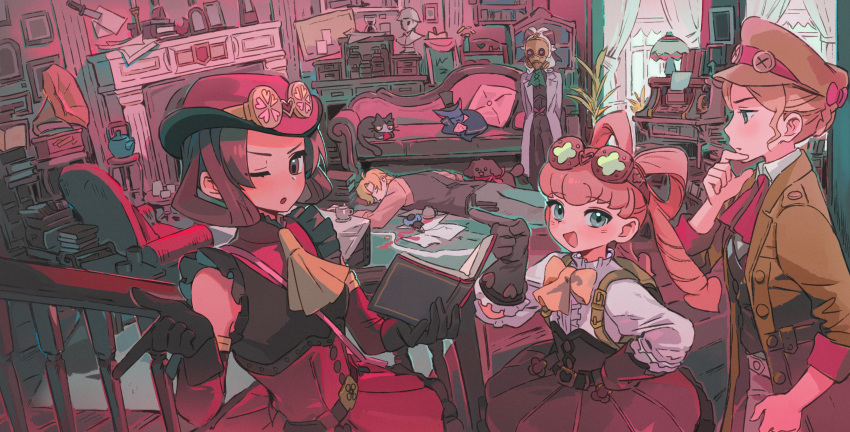 Safebooru - 1boy 4girls absurdres ace attorney backpack bag belt black bow black gloves black ...