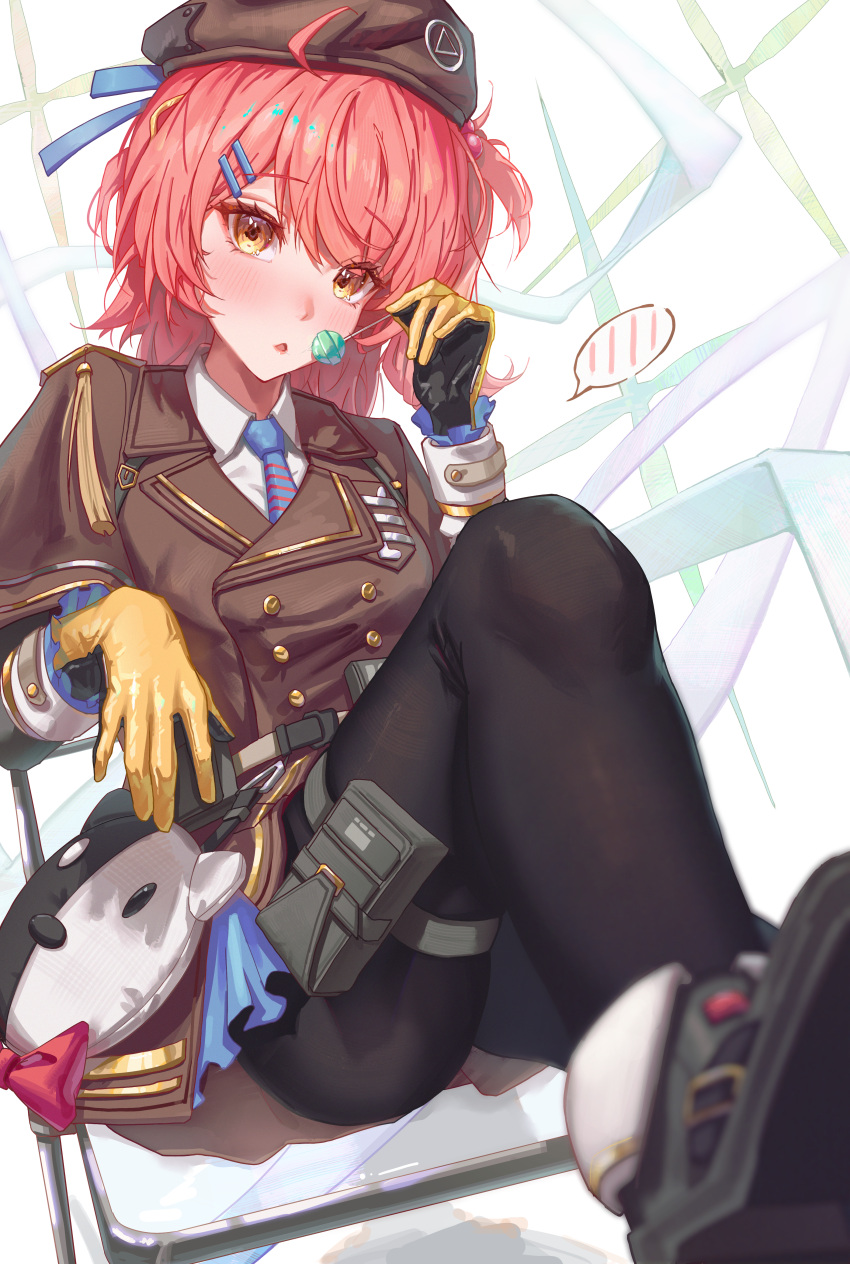 Safebooru - 1girl absurdres ahoge beret black pantyhose blurry blurry foreground blush breasts ...