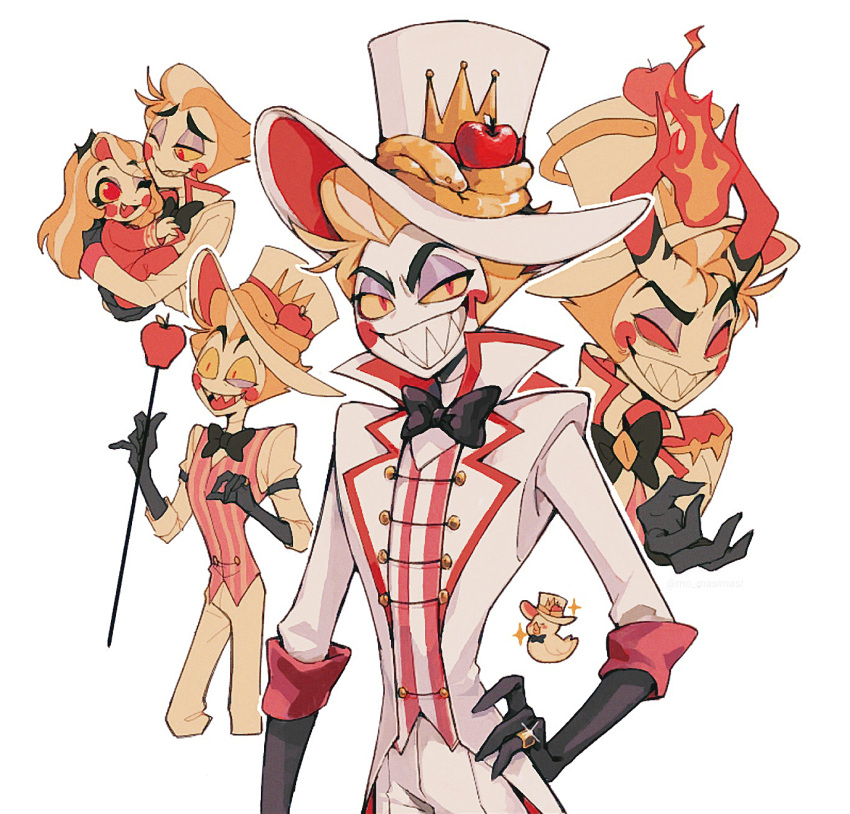 Safebooru - 1boy 1girl apple arm strap bird black bow black bowtie ...