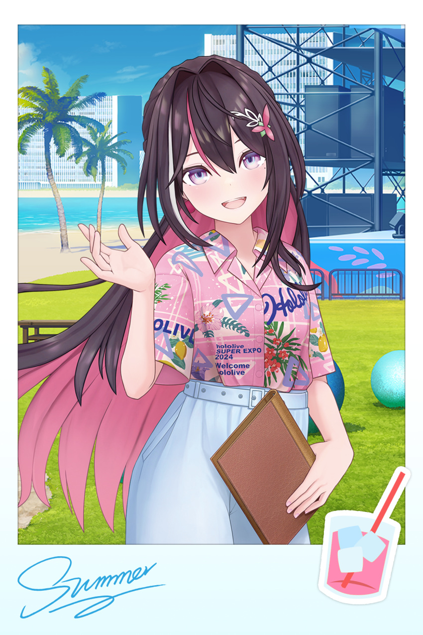 Safebooru - 1girl :d azki (4th costume) (hololive) azki (hololive) bad source beach belt blue ...