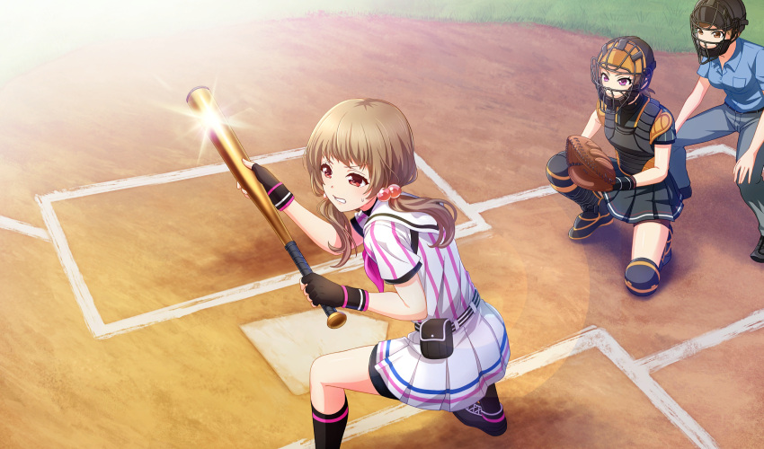 Safebooru - 3girls baseball baseball base baseball bat baseball mitt baseball uniform batting ...