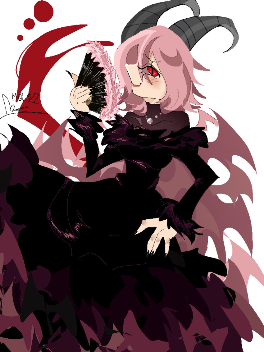 Safebooru - 1girl black dress demon girl demon horns dress funamusea ...
