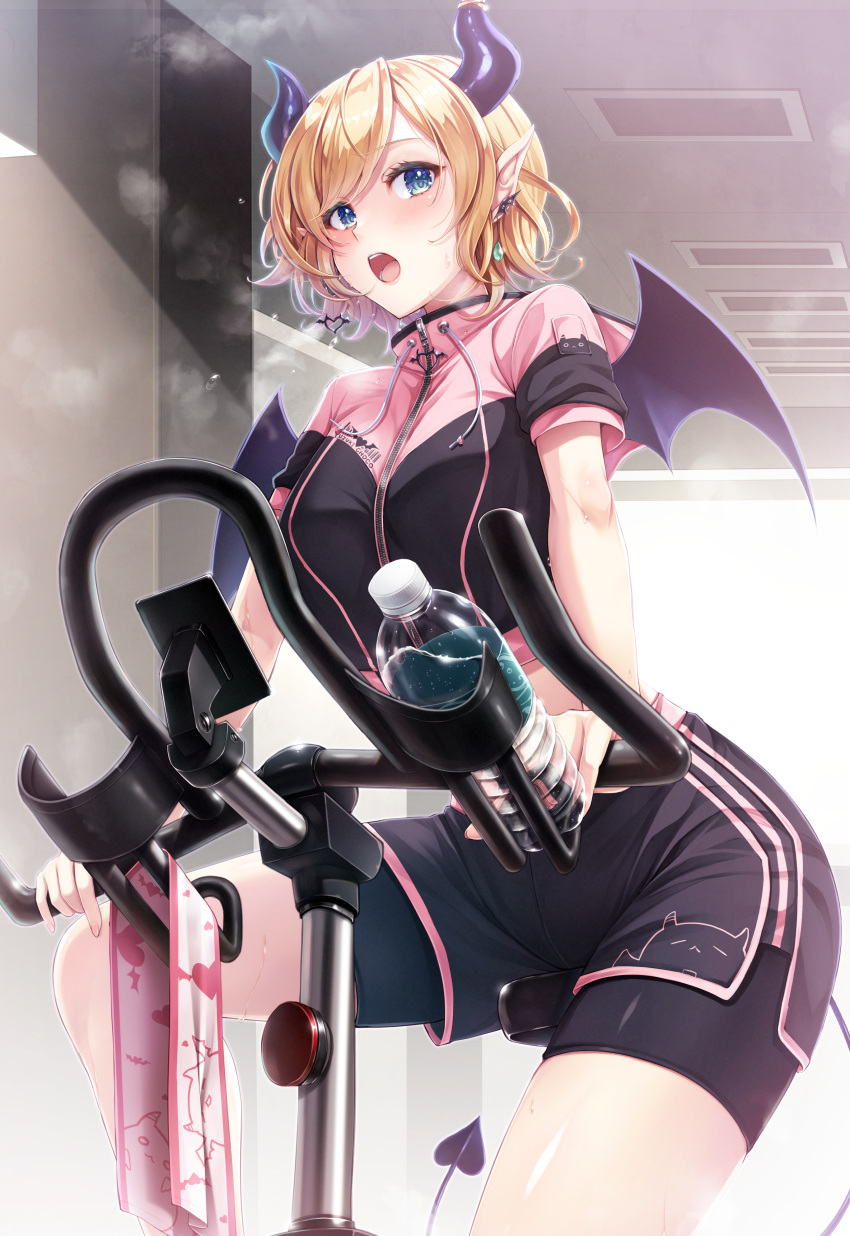 Safebooru - 1girl absurdres alternate costume black horns black jacket black tail black wings ...