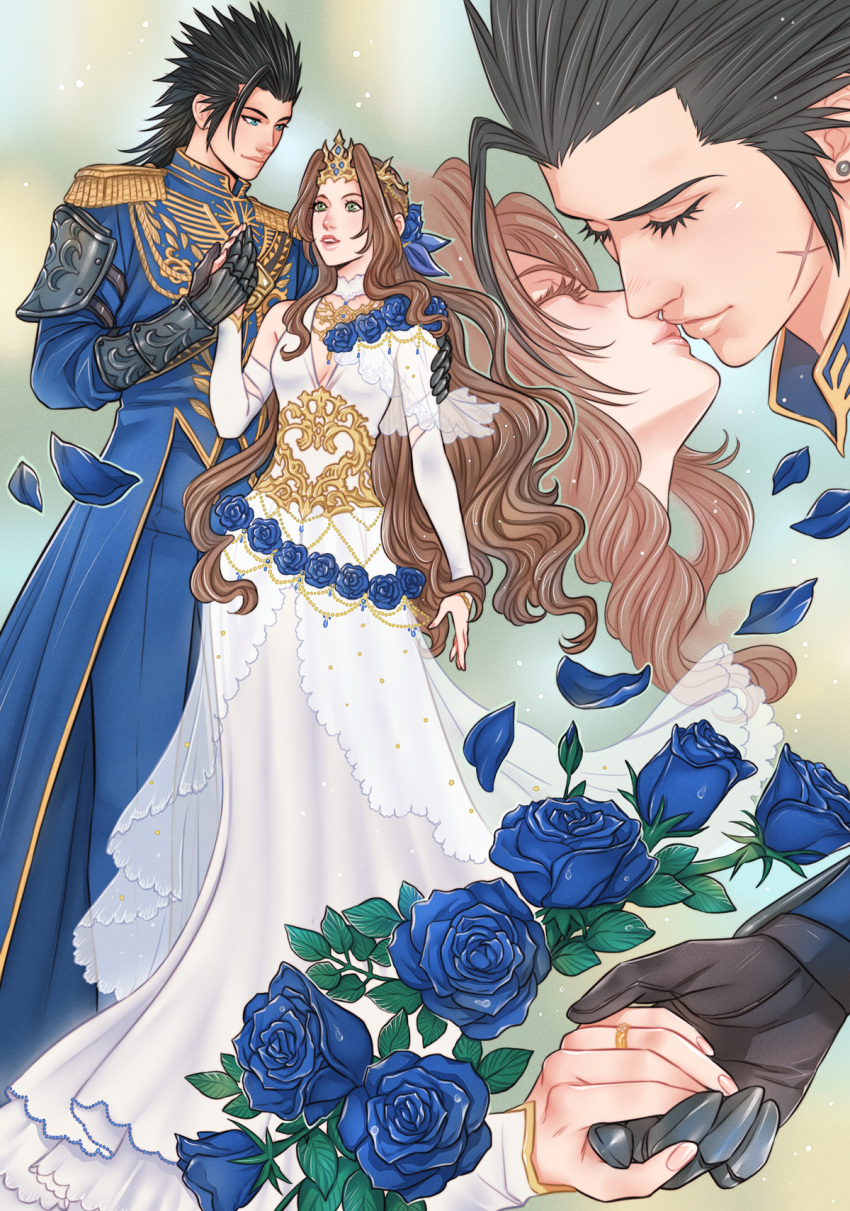 Safebooru - 1boy 1girl aerith gainsborough aerith gainsborough (prism dress) black gloves black ...