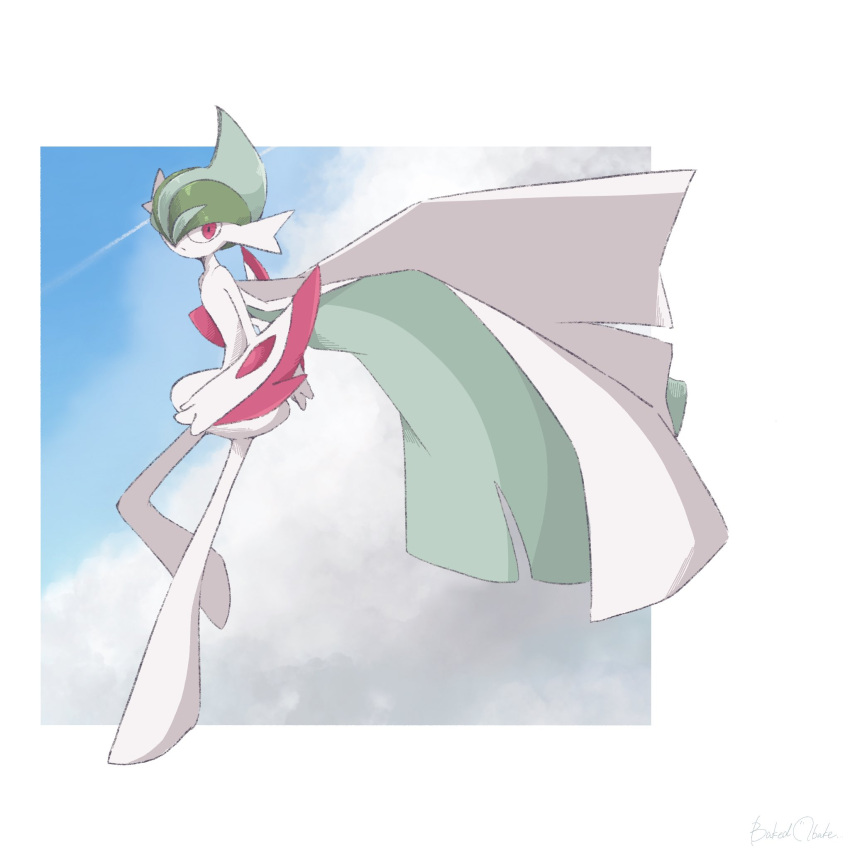 Safebooru - arm blade blue sky cape clouds colored skin gallade green ...
