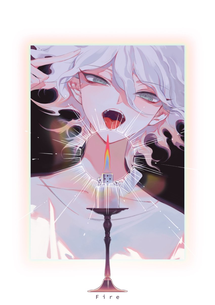 Safebooru - 1boy bangs border collarbone dangan ronpa (series) dangan ...