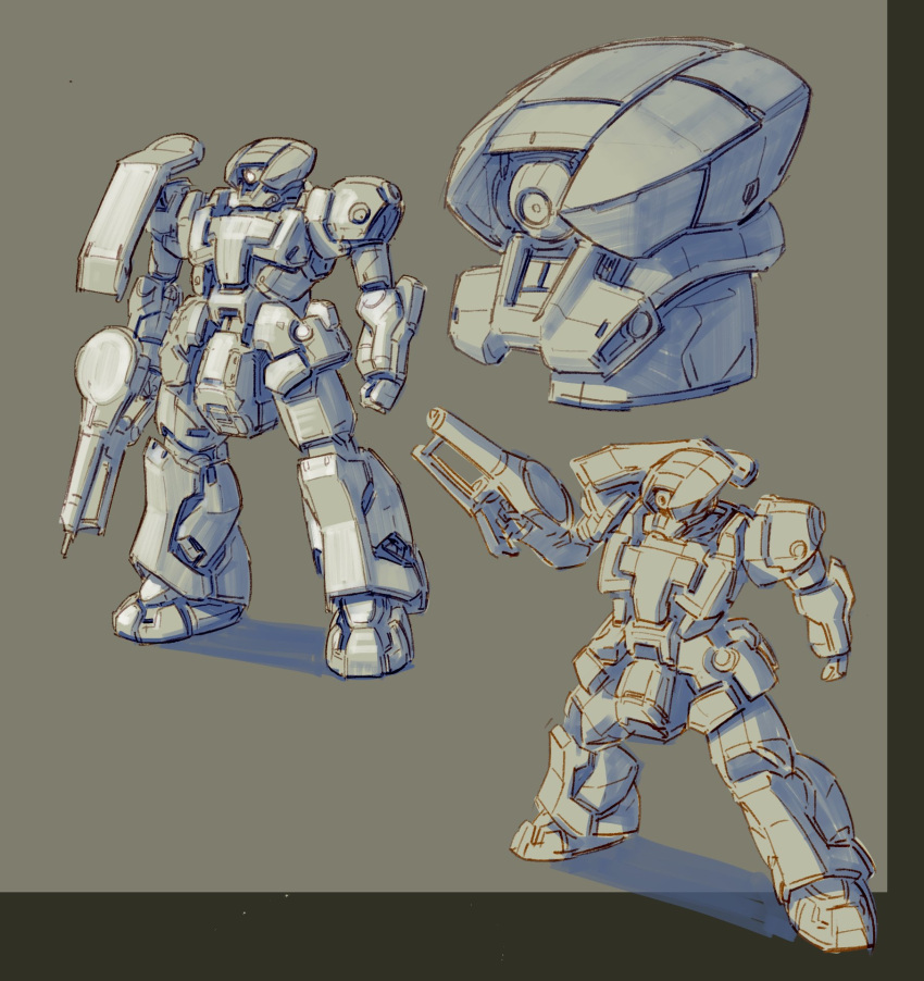 Safebooru - clenched hand greyscale gun gundam highres holding holding ...