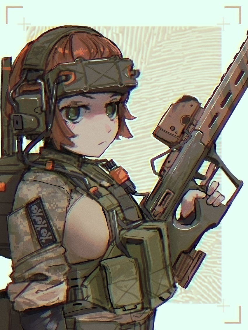 Safebooru 1girl Absurdres Ammunition Pouch Assault Rifle Backpack Bag